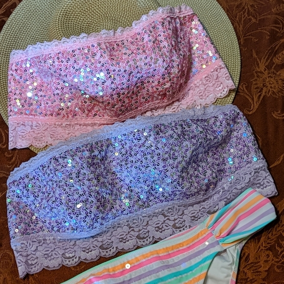 PINK Victoria's Secret | Swim | Sequined Pink Vs Bandeau Nwt Pink Color ...